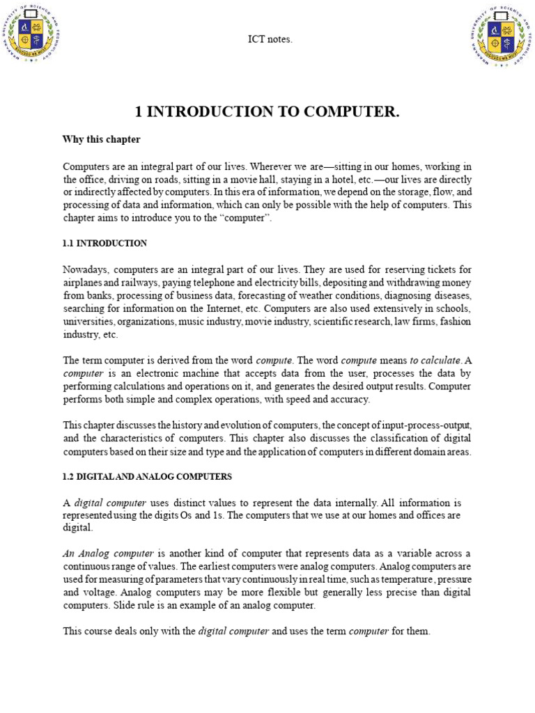 Ict 1 Pdf Input Output Microcomputers