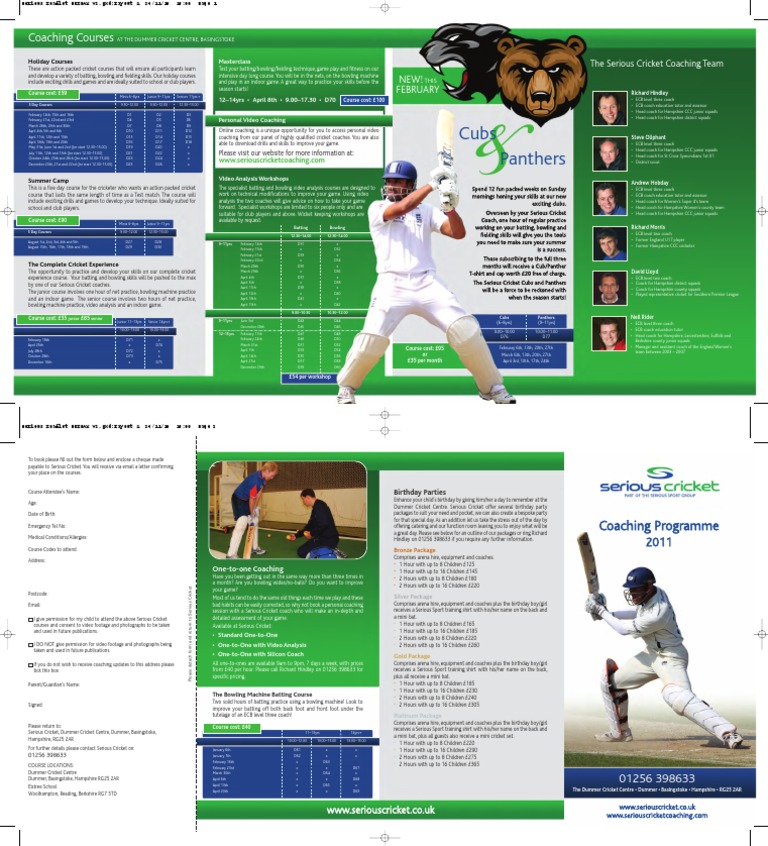 Serious Cricket Coaching Programme 2011 | Download Free PDF | Cricket ...