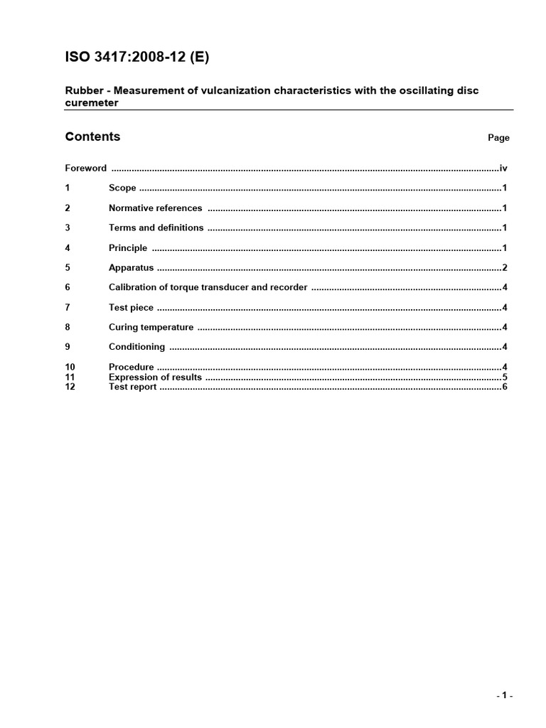 ISO 3417:2008 Rubber Vulcanization Testing | PDF | Metrology