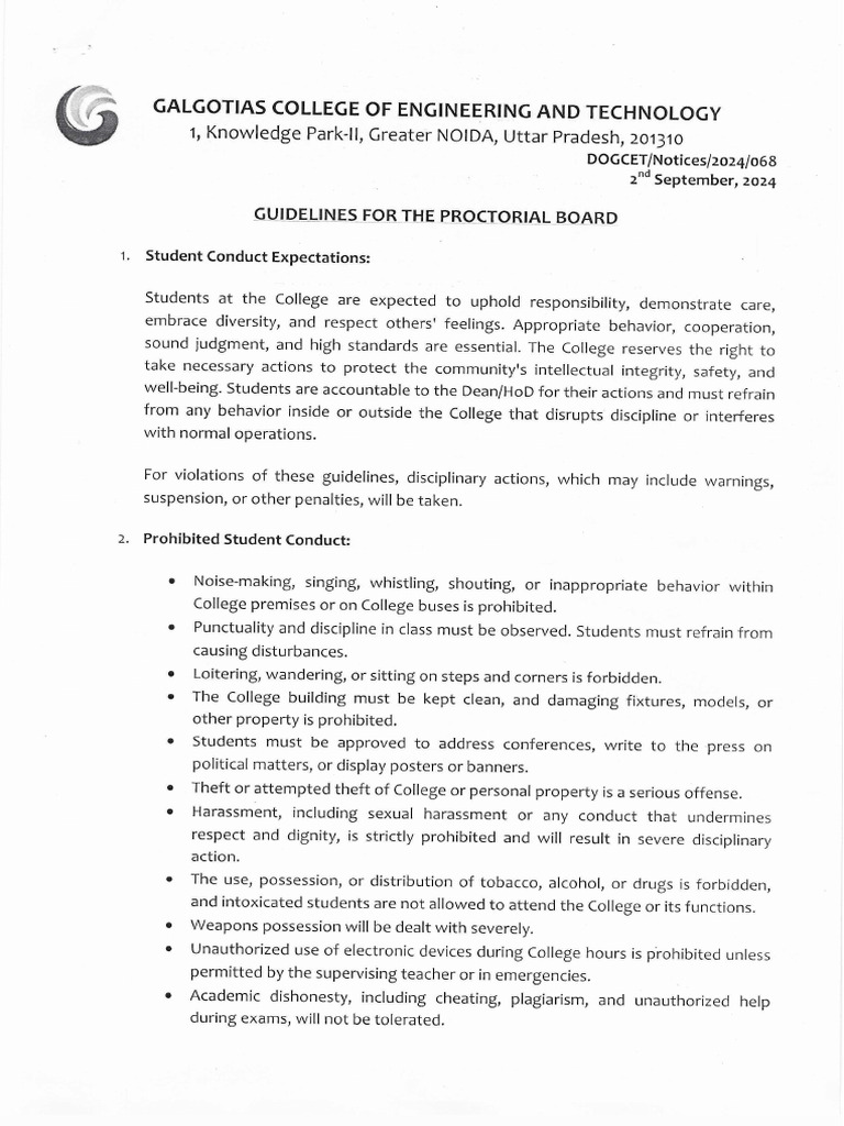 Guidelines For The Proctorial Board | PDF