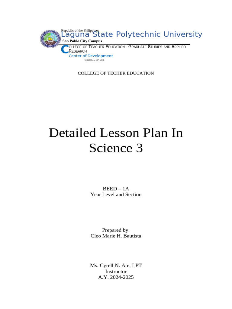 Lesson Plan (Science 3) GAS | PDF | Gases | Balloon