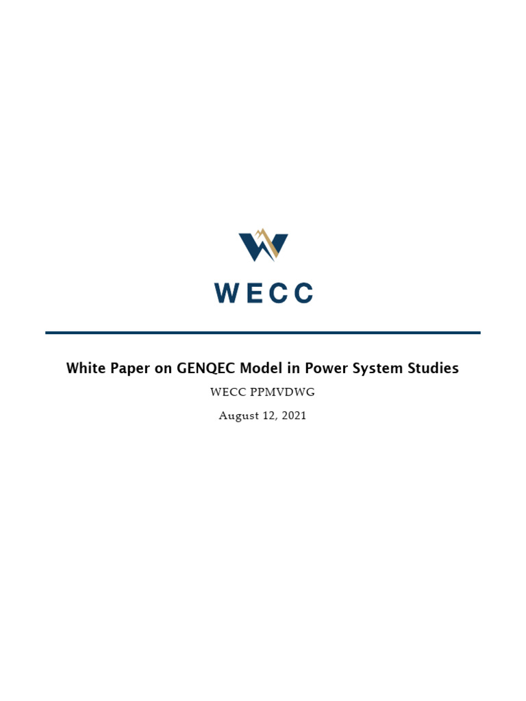 White Paper On GENQEC Model in Power System Studies - Final | PDF ...