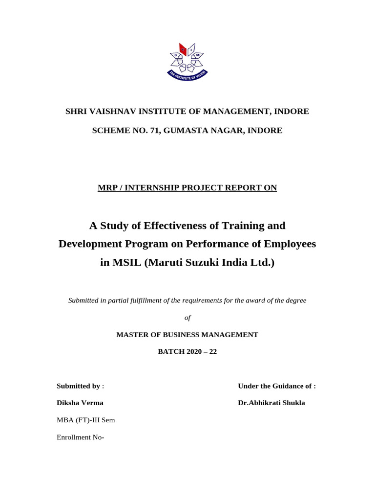 Diksha Verma Project Msil | PDF | Employment