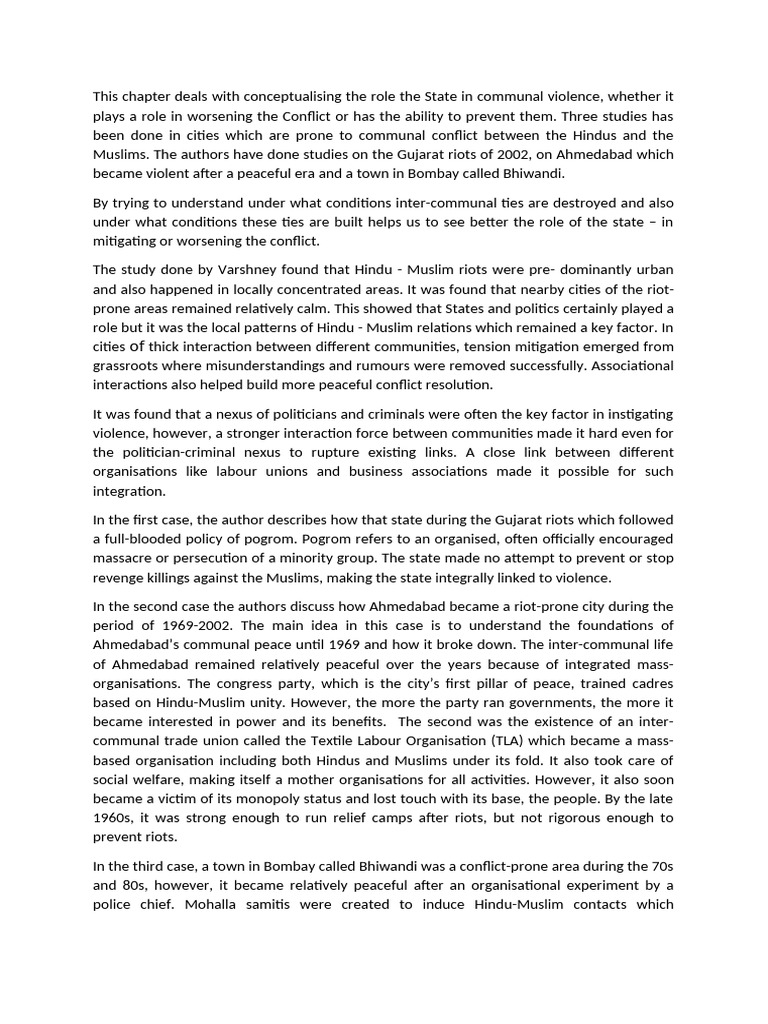 The State and Civil Society in Communal Violence by Varshney and Gubler ...