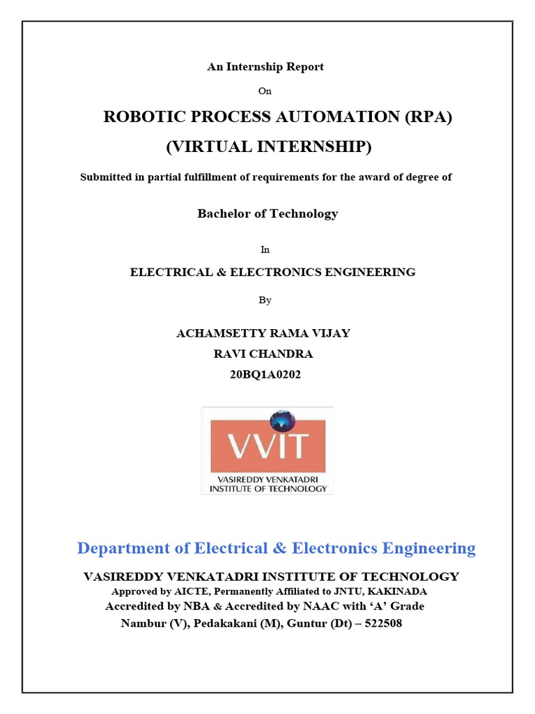 Ramu RPA Internship Report | PDF | Graphical User Interfaces | Automation