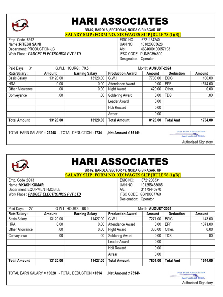 Slip Padget 63, August 2024 | PDF | Salary | Economies