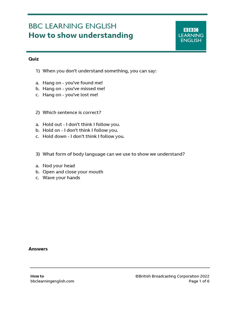 How To Show Understanding Worksheet | PDF | Linguistics | Human ...