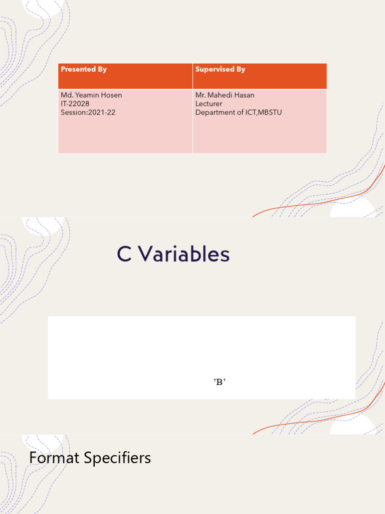 C Variables | PDF | Integer (Computer Science) | Data Type