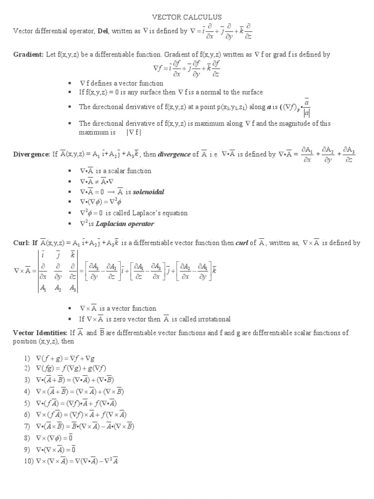 Vectors Cheat Sheet | PDF