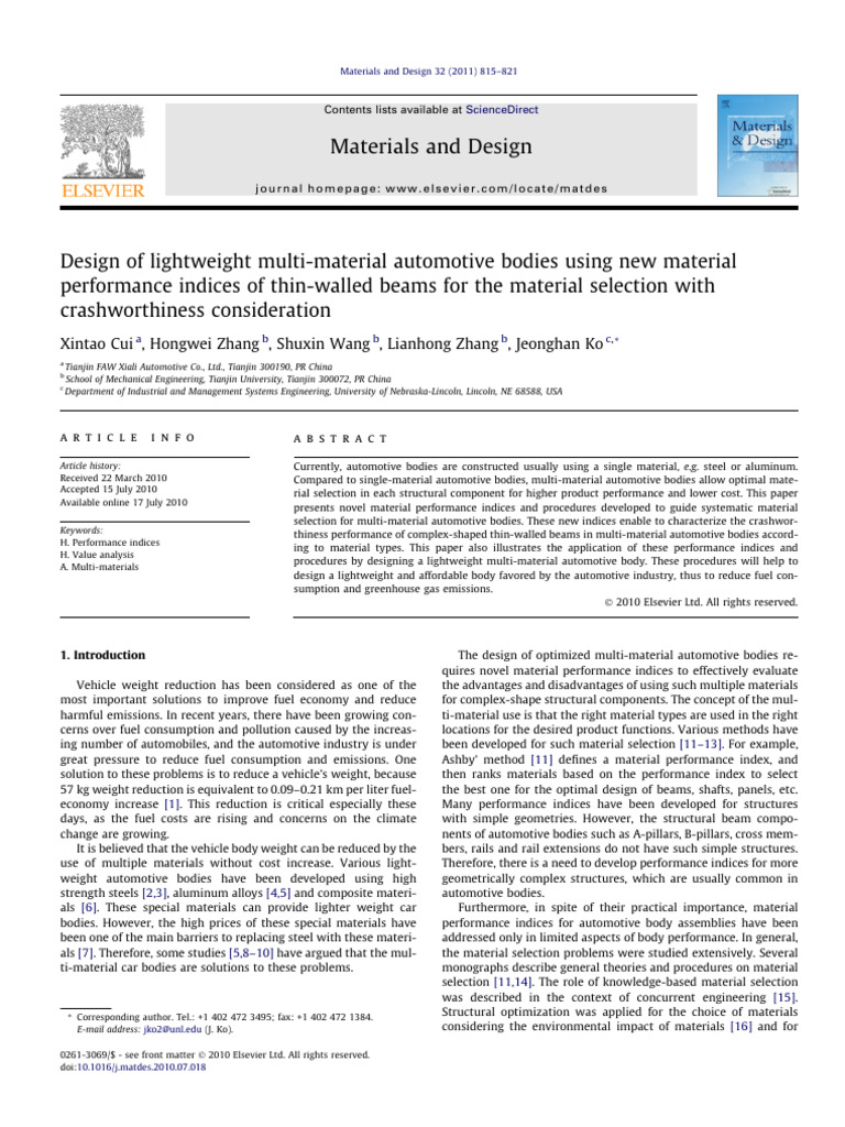 16.design of Lightweight Multi-Material Automotive Bodies Using New Material | PDF | Beam ...