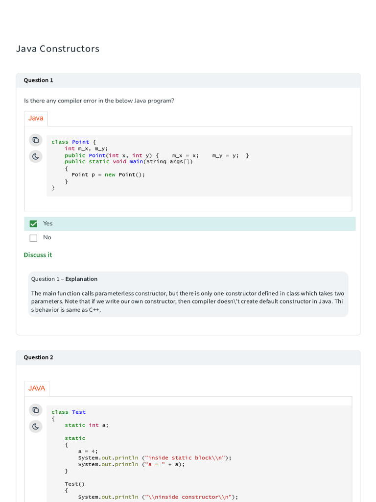 Quiz about Java Constructors | PDF | Constructor (Object Oriented ... Quiz about Java Constructors | PDF | Constructor (Object Oriented ...