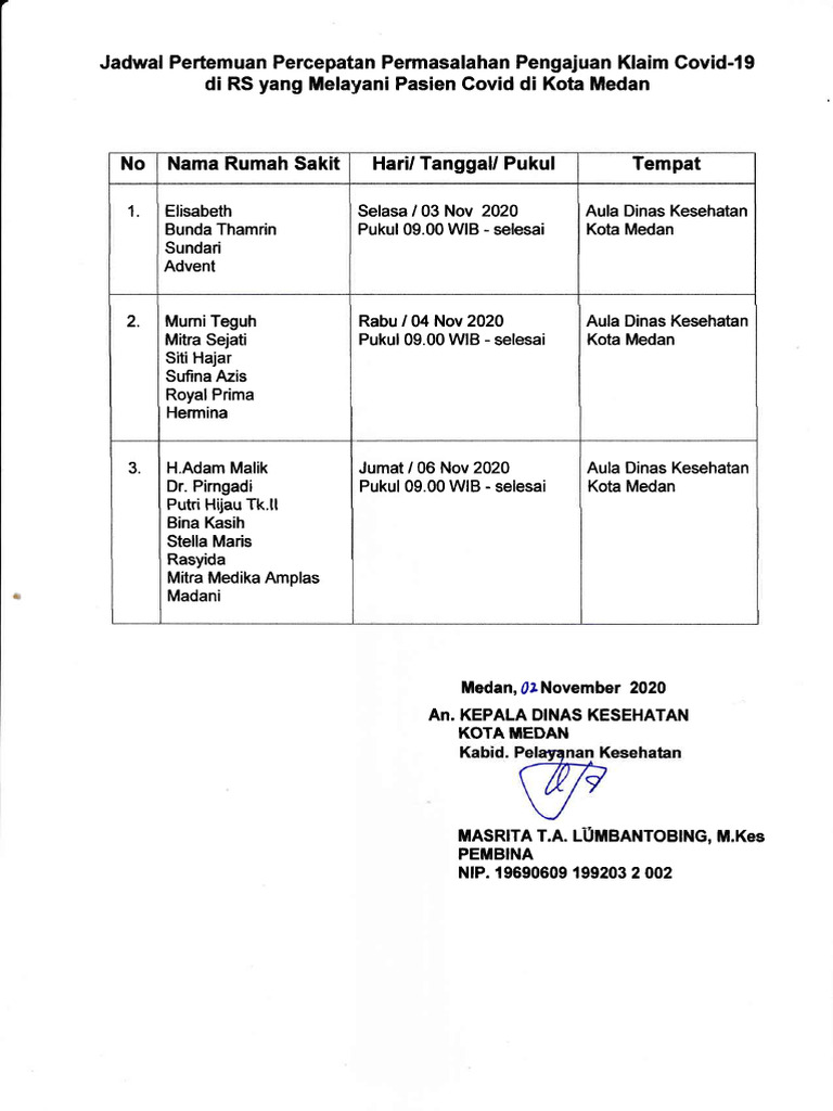 Lampiran Jadwal Pertemuan RS | PDF