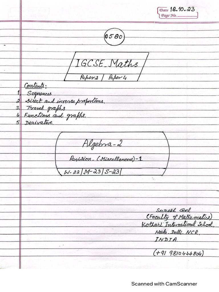 IG-0580-Algebra 2-Misc Revision-1 | PDF