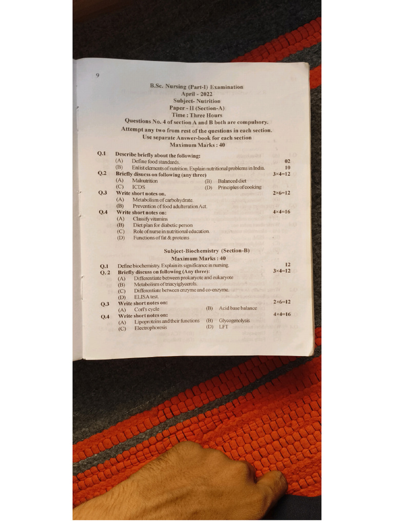 Nutrition and Biochemistry RUHS PYQ | PDF