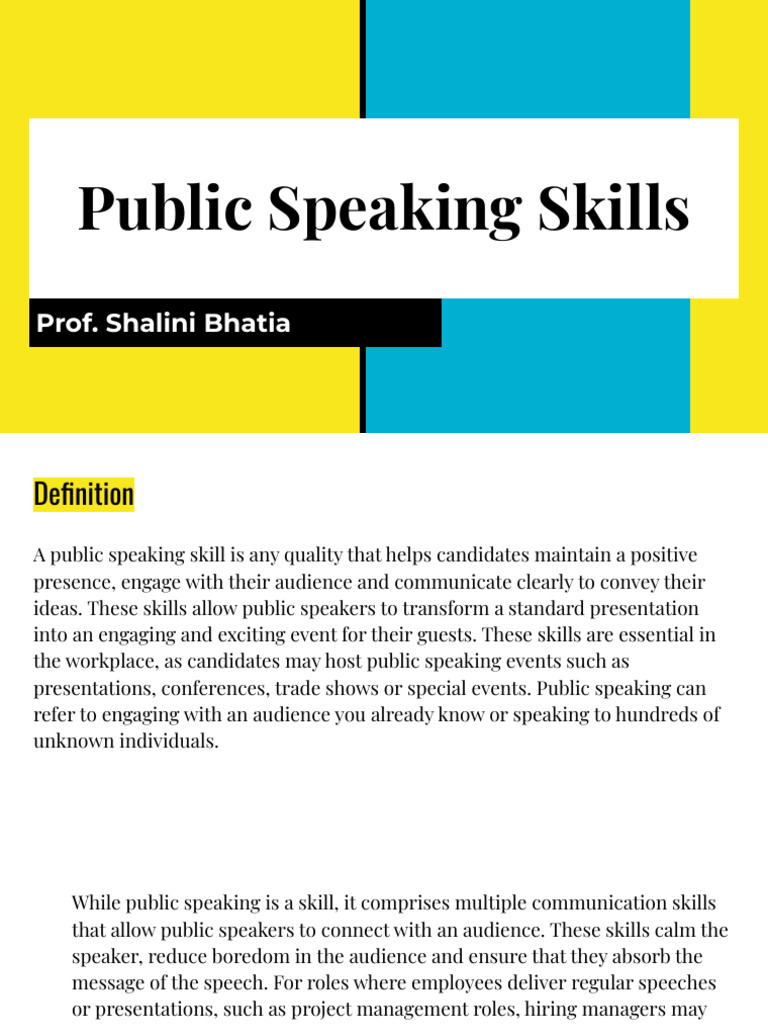 Public Speaking Skills | PDF | Public Speaking | Body Language