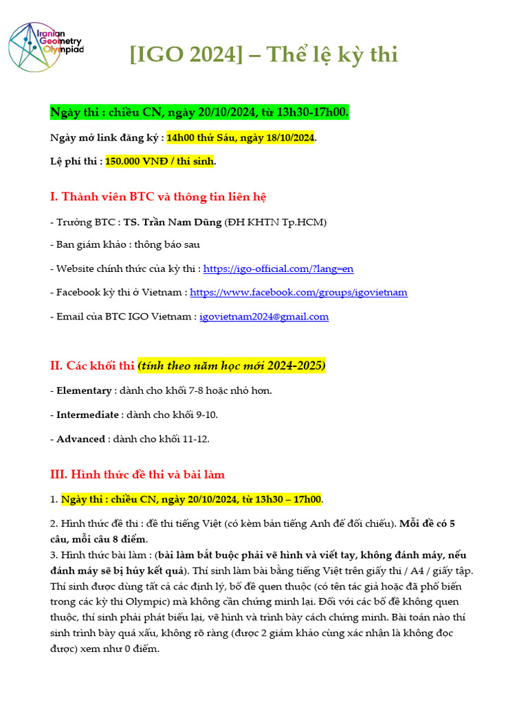 IGO 2024 The Le Ky Thi 1 | PDF