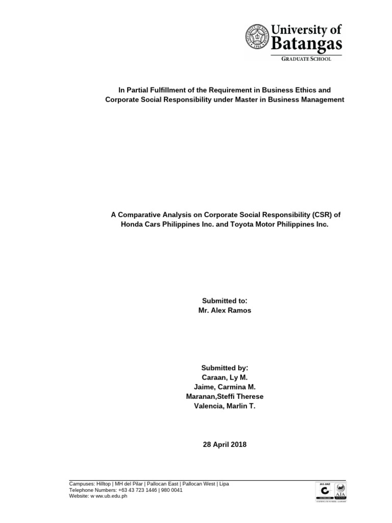 A Cross Case Study On CSR1 | PDF | Corporate Social Responsibility ...