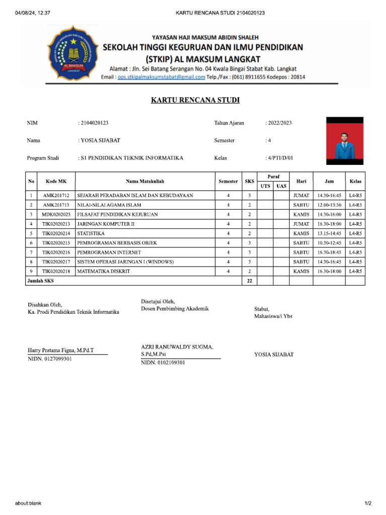 Krs Semester 4 | PDF