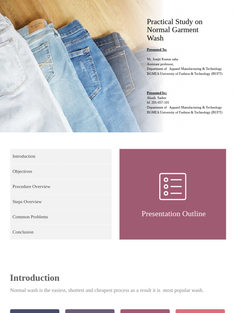Practical Study On Normal Garment Wash Description | PDF | Clothes ...