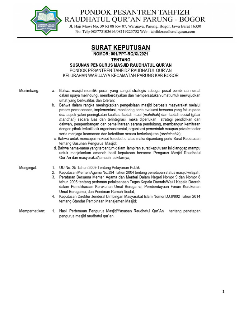 SK PENGURUS MASJID RQ | PDF