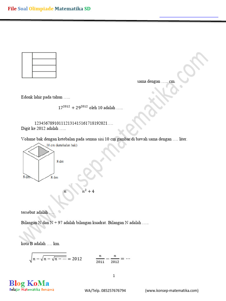 2012 Soal OSP Matik SD | PDF