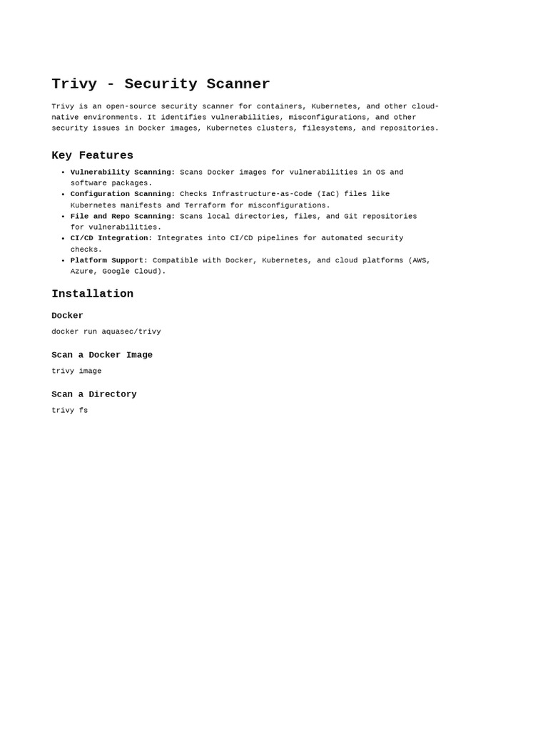 Trivy: Open-Source Security Scanner | PDF