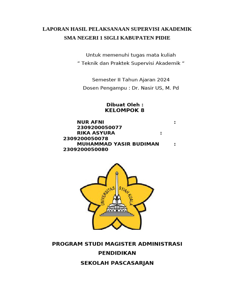 Supervisi Akademik di SMA Negeri 1 Sigli | PDF