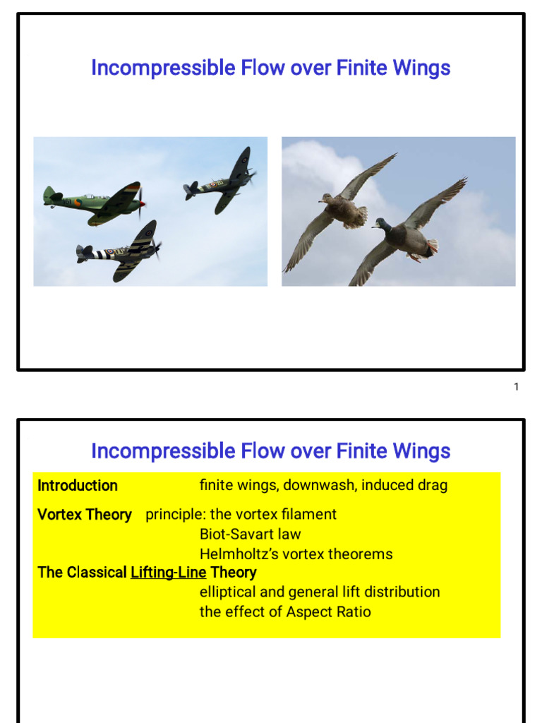 Lecture 5 - Incompressible Flow Over A Finite Wing | PDF | Vortices ...
