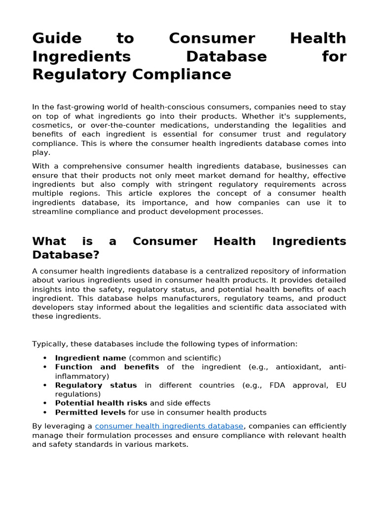 Vistaar Blog - Guide To Consumer Health Ingredients Database For ...
