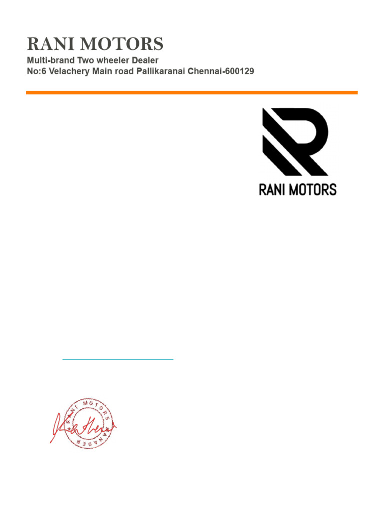 Rani Motors Relieving Letter | PDF