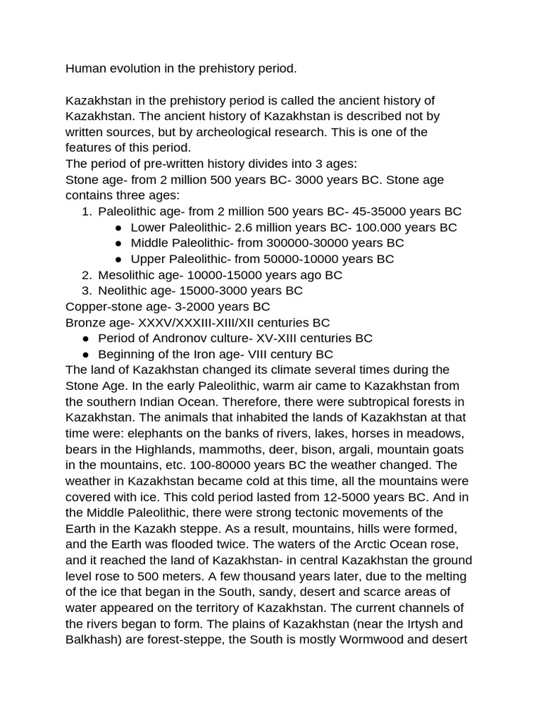 Human Evolution in The Prehistory Period | PDF | Homo | Paleolithic