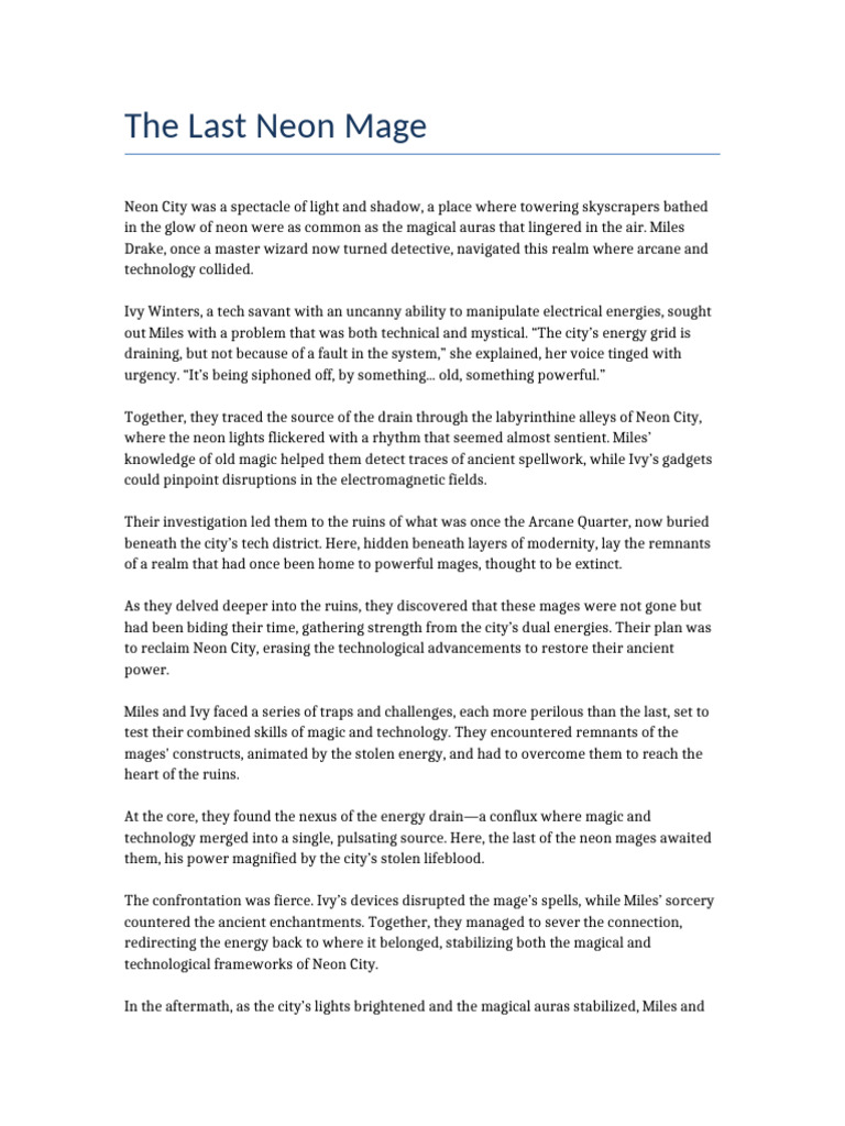 The Last Neon Mage Story | PDF | Magician (Fantasy)