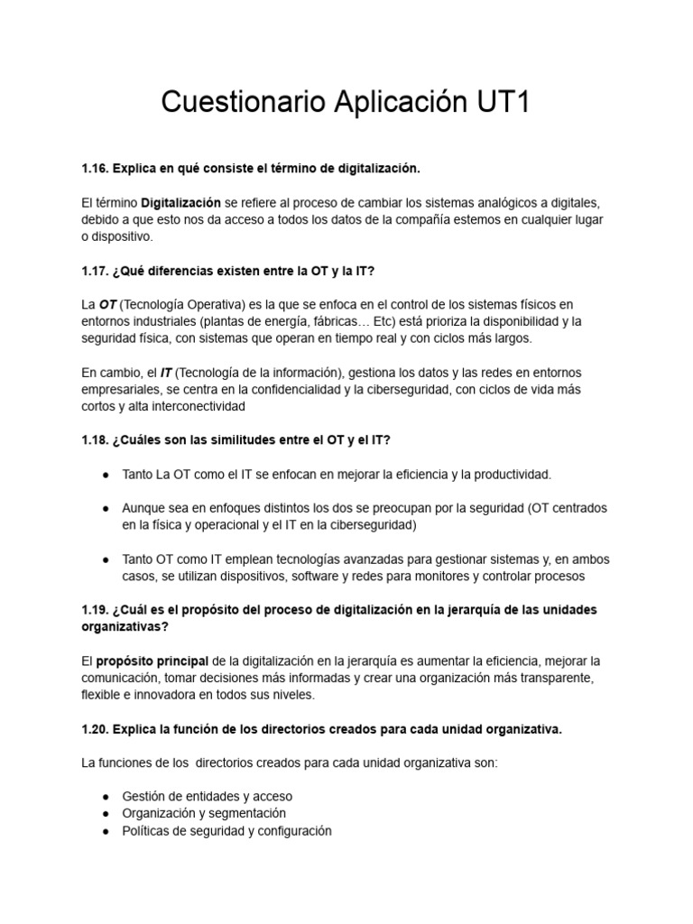 Cuestionario Aplicación UT1 Eliezer Marcano | PDF | Tecnología