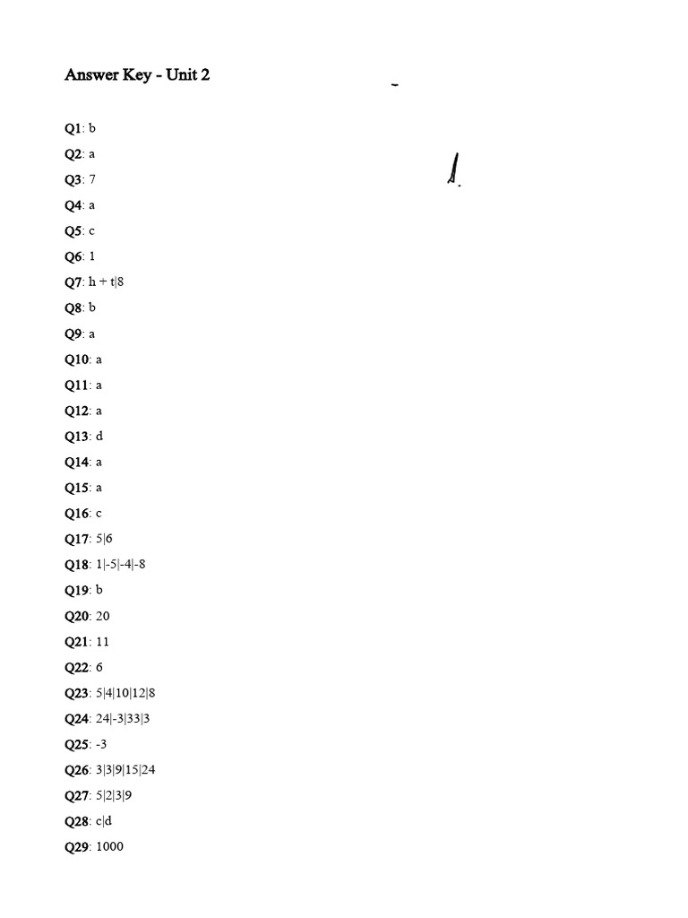 Unit 2 Key | PDF
