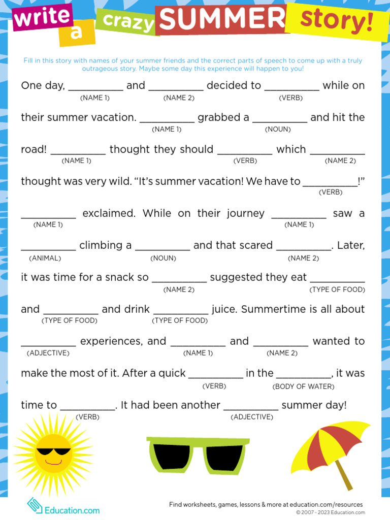 Downloadworksheet104643crazy Story Summer PDF | PDF