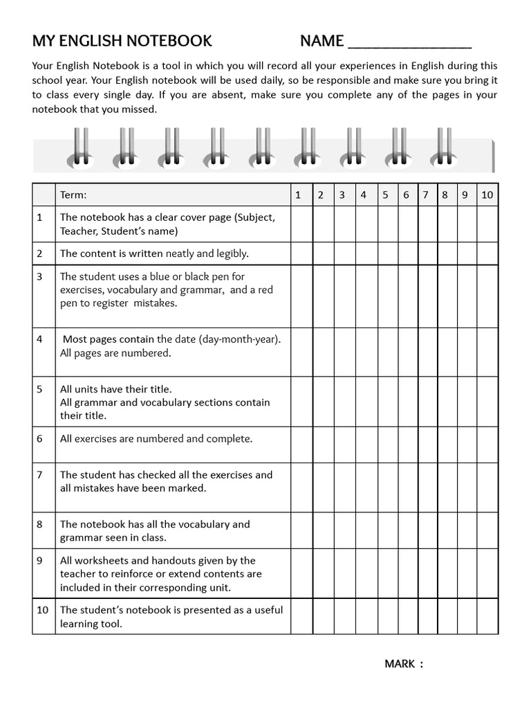 My English Notebook | PDF