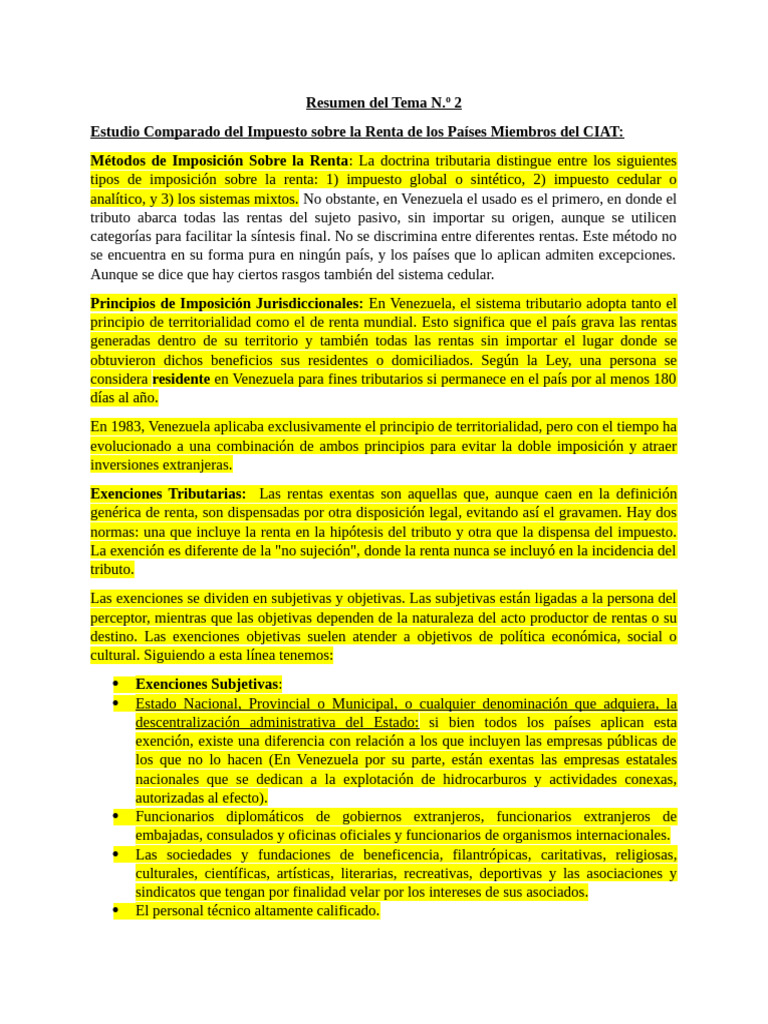 Resumen Tema 2. EL ISLR | PDF | Impuestos | Impuesto sobre la renta