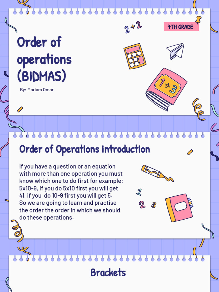 BIDMAS For 7th Grade | PDF