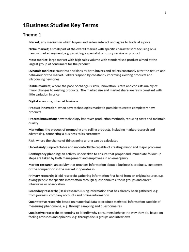 Edexcel Business A-Level All Key Terms | PDF | Demand | Balance Sheet