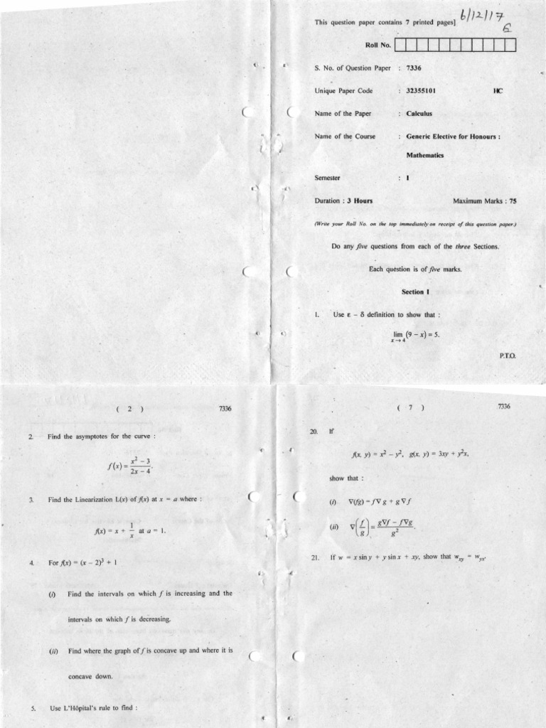 GE - Mathematics H Calculus S Aa0zy6h | PDF | Tangent | Geometric Shapes