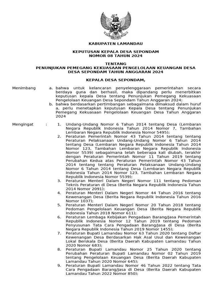 SK PKPKD 2024 | PDF | Griya & Taman