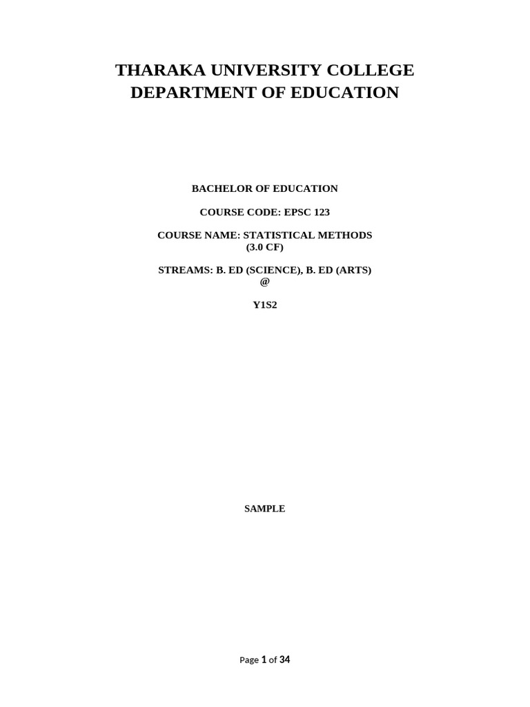 Epsc 123 Statistical Methods in Edc | PDF | Statistics | Standard Score