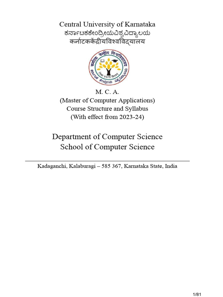 MCA Scheme and Syllabus 2023-24 | PDF | Probability Distribution | Vector Space