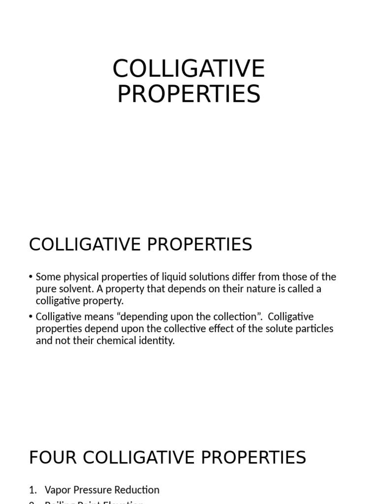Colligative Properties | PDF