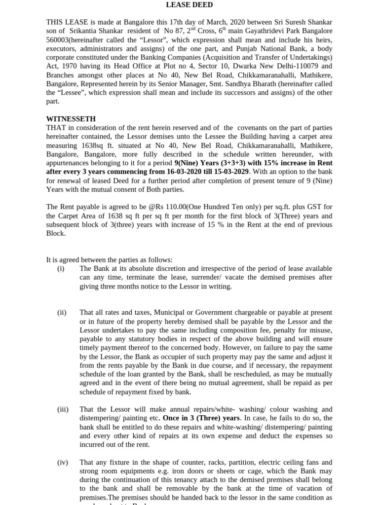 lease Deed New RMV | PDF | Lease | Property Law