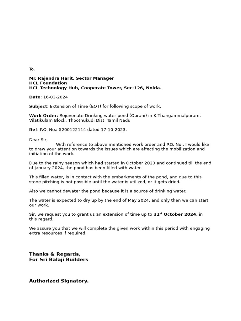 Request For EOT | PDF | Home & Garden | Science & Mathematics