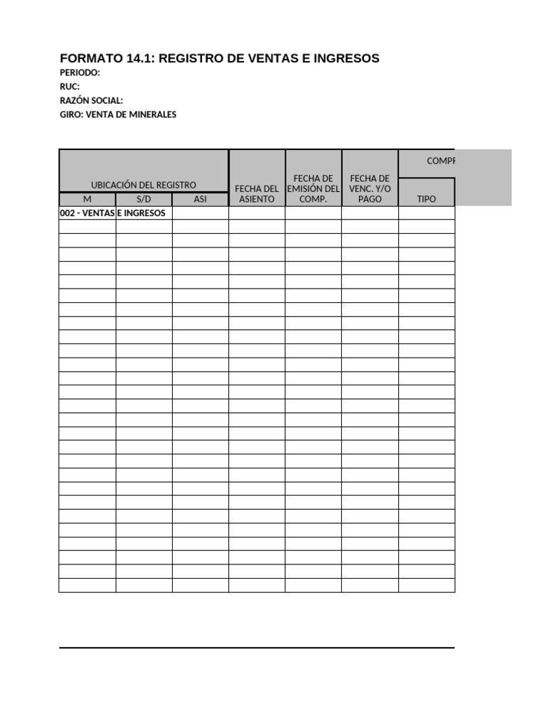 Formato de Ventas | PDF