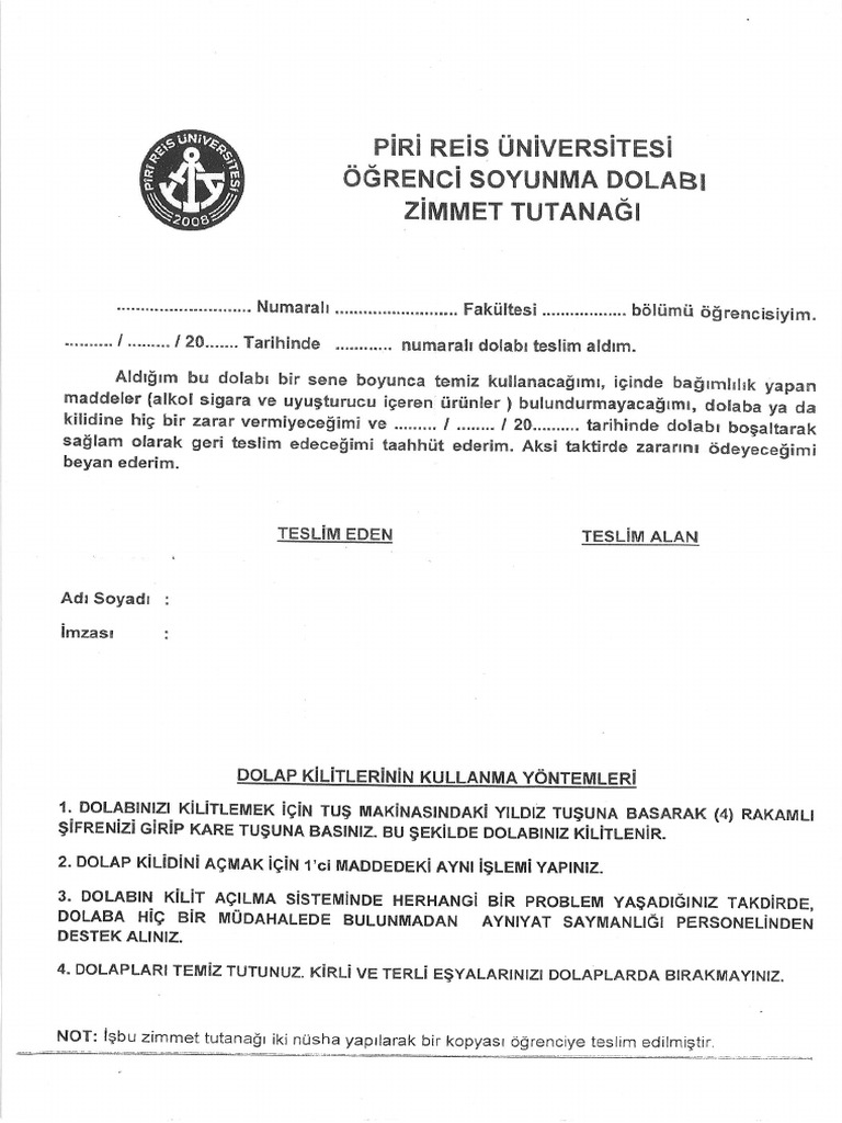 Zimmet Tutanağı | PDF