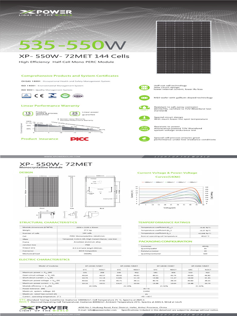 Datasheet Xpower XP-535... 550W-72MET | PDF