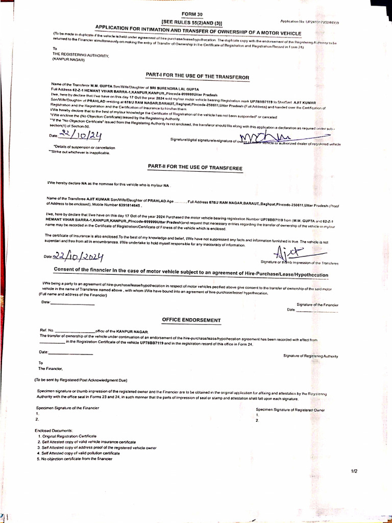Form30 Rto | PDF